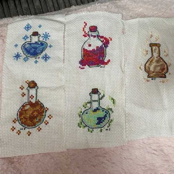20 Tiny Cross Stitch Magic Potions Set , Mini Cross Stitch RPG , Small ...