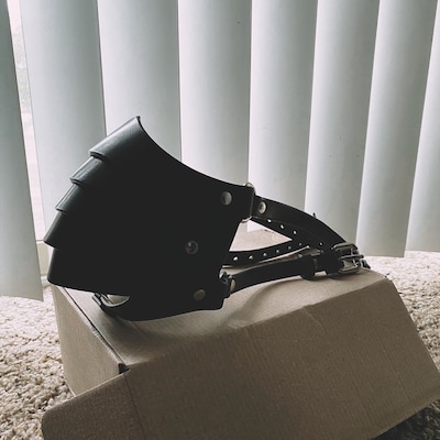 Segmented Leather Mask, Leather Respirator, Black Genuine Leather ...