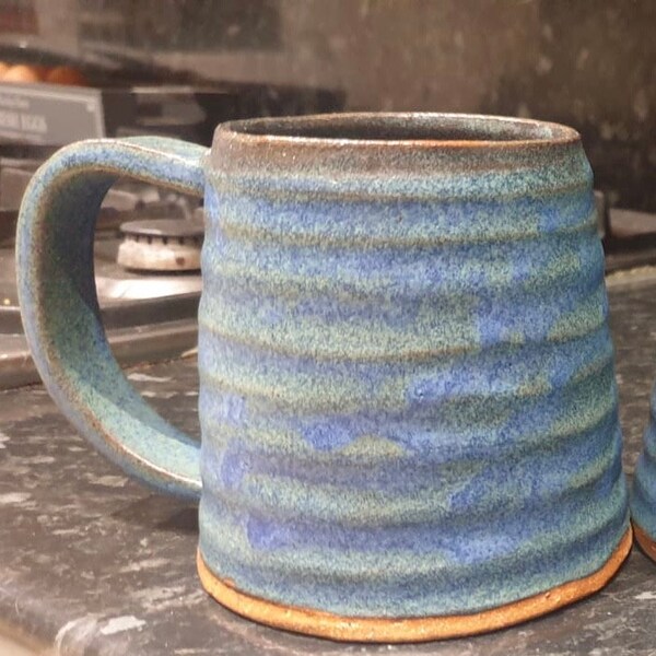 St Ives Ocean Blue Splash Cornish Seaware. Hand Thrown Stoneware Mugs ...