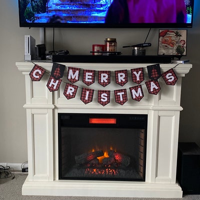 Red Buffalo Plaid Merry Christmas Banner, Christmas Decorations ...
