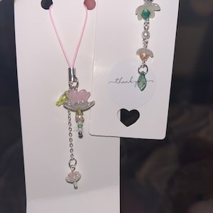 Pink Flower Phone Charm Beaded Lotus Flower Phone Strap Fairycore ...