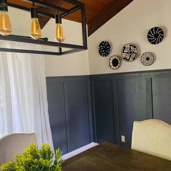 Black and Natural Sabai Handwoven Baskets, Wall Decor for Living Room ...