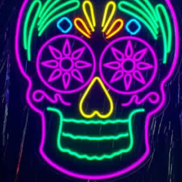 Calavera Led Neon Sign, Wall Decor, Wall Sign, Neon Lights, Mexican ...