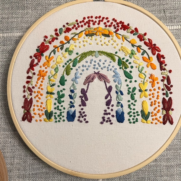 Large Floral Rainbow Embroidery Pattern & Guide - PDF Digital Download ...