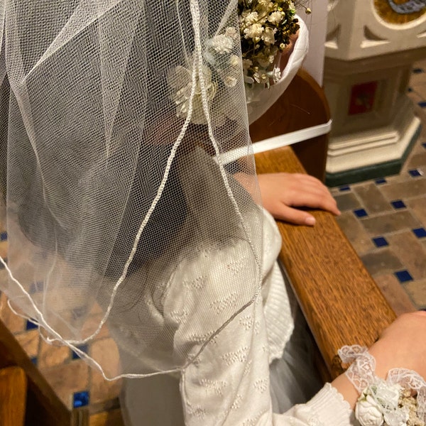 Headband for First Holy Communion White Floral Hairband Communion Girls ...