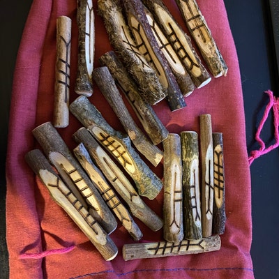 20 Celtic Tree Ogham Staves Made With Corresponding Woods With Pouch ...