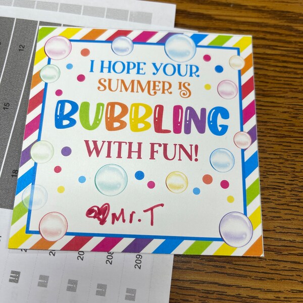 End of School Bubble Tags Summer Vacation Bubble Favor Tag Classmate ...