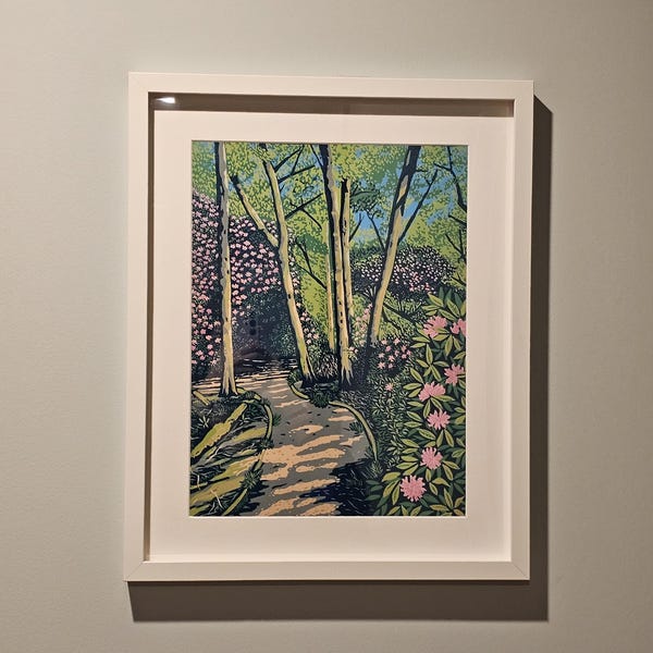 Landscape, Lino Print, Original Art, Bourne Woods, Surrey Landscape ...