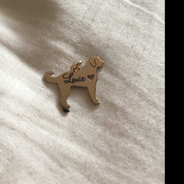 Labradoodle Necklace - Engraving Pendant - Sterling Silver Charm - Gold ...