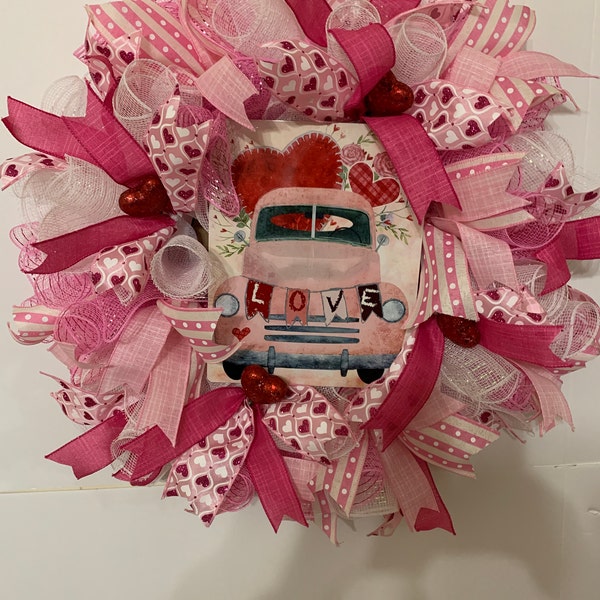 Love Truck Valentine Wreath Sign, Valentine's Truck Sign, Personalize ...