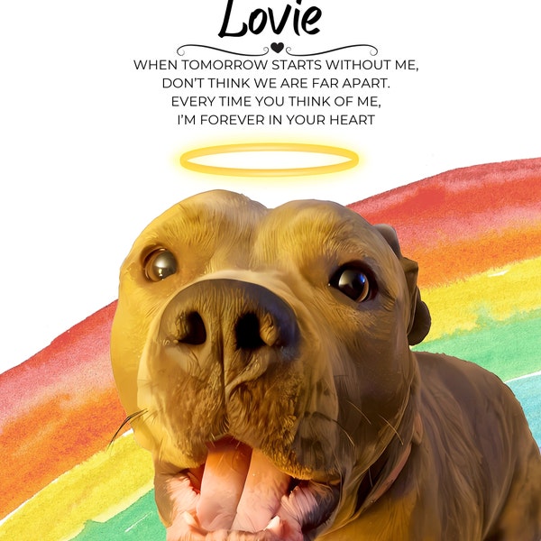 In Memory of Dog Portrait From Photo DIGITAL DOWNLOAD Pet Memorial Gift ...