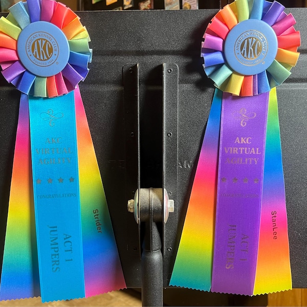 AKC Virtual Rally Title Ribbon Rosette - Novice, Intermediate, Advanced ...