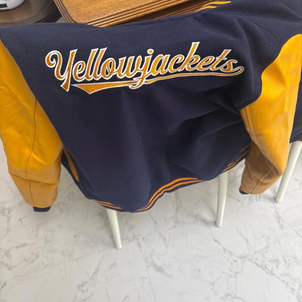 Varsity Jacket in Black Wool and Genuine Grey Leather Sleeves for ...