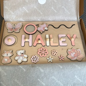 Wooden Busy Board Personalized Name Puzzle Baby Girl Gift Nursery Decor ...