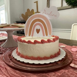 Printable Boho Pink Rainbow Cake Topper Rainbow Party Cake - Etsy