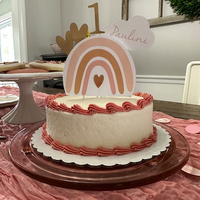 Printable Boho Pink Rainbow Cake Topper Rainbow Party Cake - Etsy