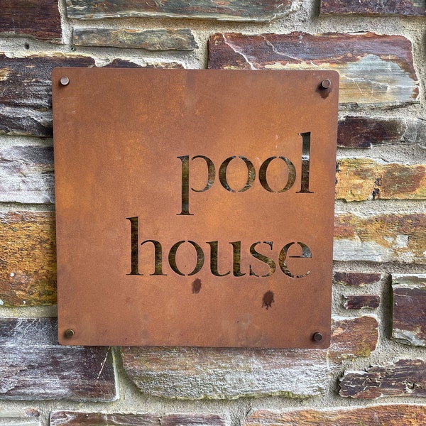 Square Corten Steel House Sign, Rusty House Steel, Name Sign, Weathered ...