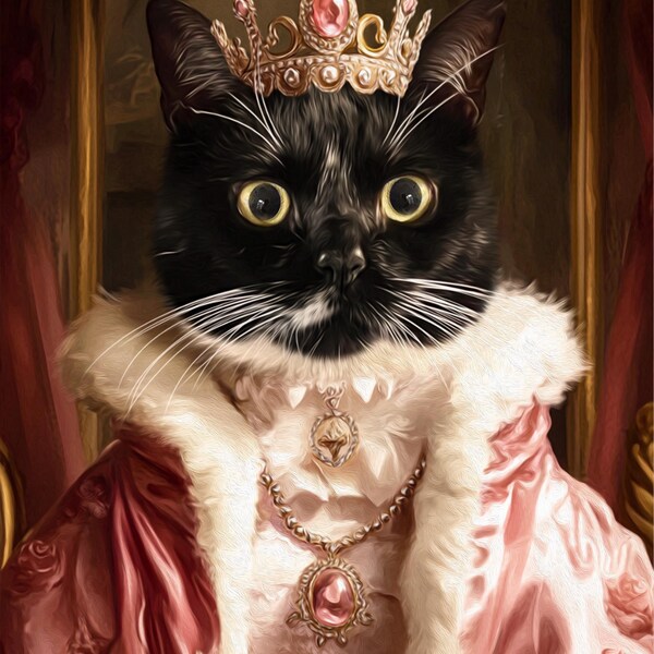 Renaissance Cat Portrait From Photo, Royal Cat Portrait, Cat Portrait ...