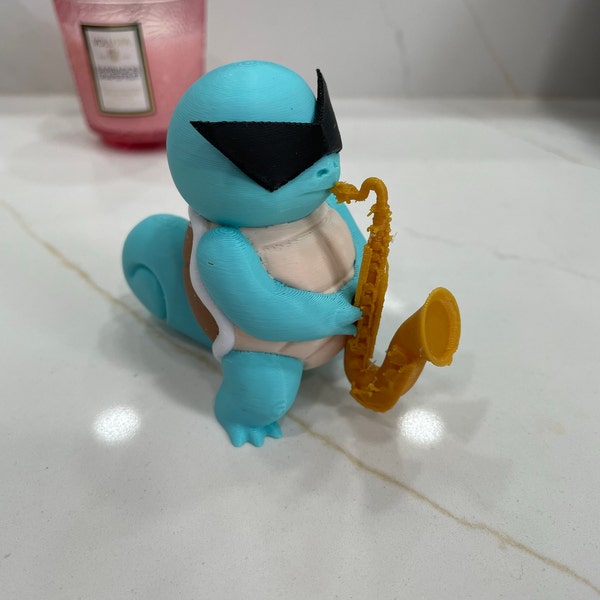 Squirtle Saxophone Figure (3D Printed), Pokemon Fan Gift, Viral Meme ...