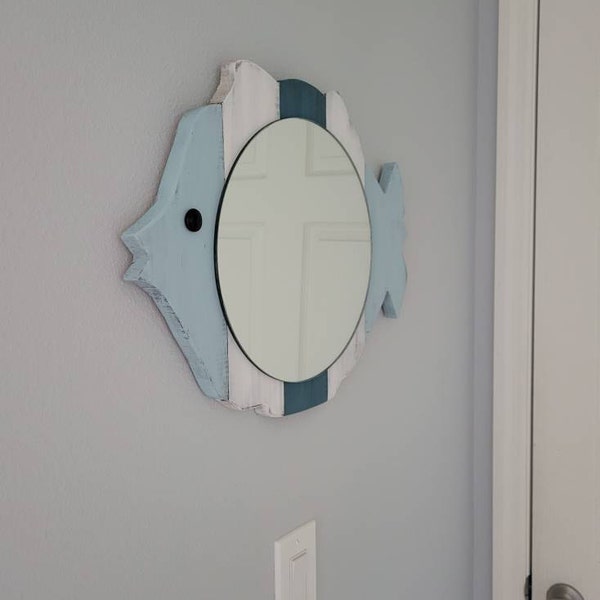 Fish Mirror, Custom Colors, Wall Art, Planked, Wood, Mirror, Beach ...