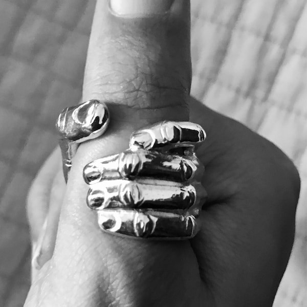 Massive Hand Ring Handmade Sterling Silver - Etsy