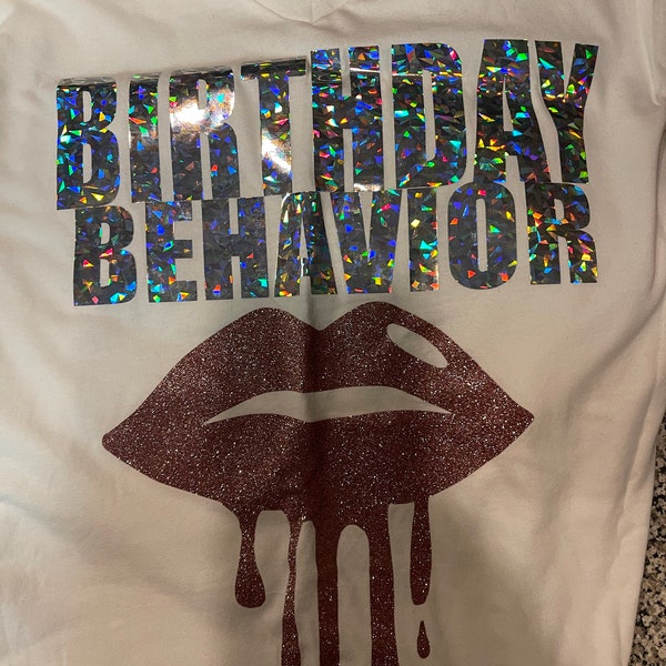 V-neck Birthday Shirt, Birthday Behavior Shirt, Holographic Birthday ...