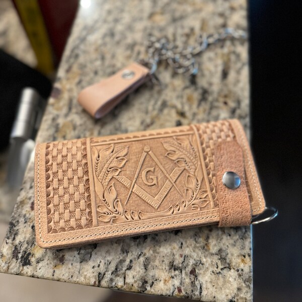 Brown Freemason Chain Wallet. Masonic Long Wallet. Ships Same Day as ...