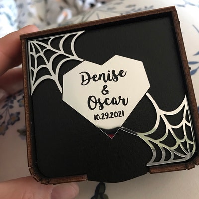 Wooden Cobweb Ring Box, Gothic Wedding Ring Box, Black Wedding Ring Box ...