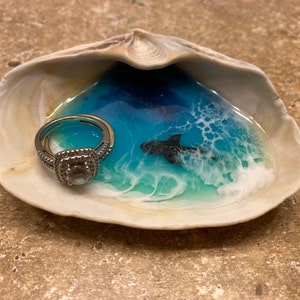 Shark Ocean Resin Shell Ring Dish Hand Drawn Trinket Dish | Etsy