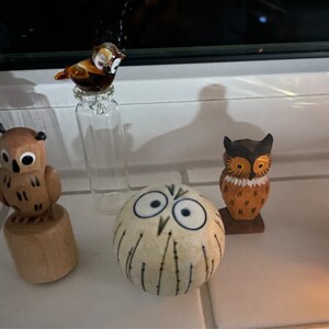 Small Owl Handmade Ceramic Bead Collectible, Garden Sculpture Owl, Owl ...