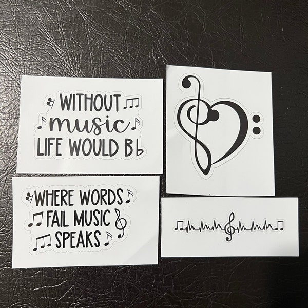 Musical Notes Heartbeat Sticker, Music Sticker, Musical Stickers, Funny ...