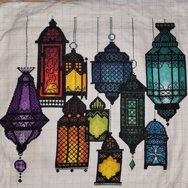 Moroccan Lanterns Cross Stitch Pattern: Bohemian Ramadan Design (PDF ...