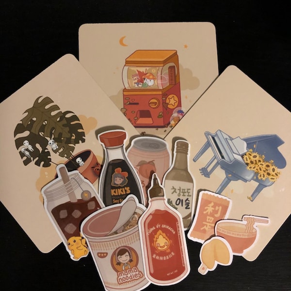 Asian Sauces Stickers | Calcifer Sriracha Hot Sauce, Kiki Soy Sauce ...