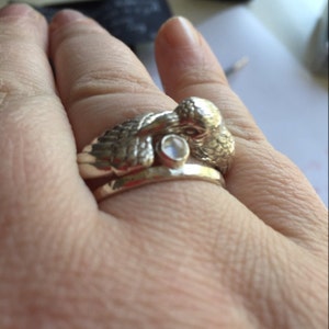 White Raven Ring Pagan Wedding Ring With Moonstone Sterling Silver Ring ...