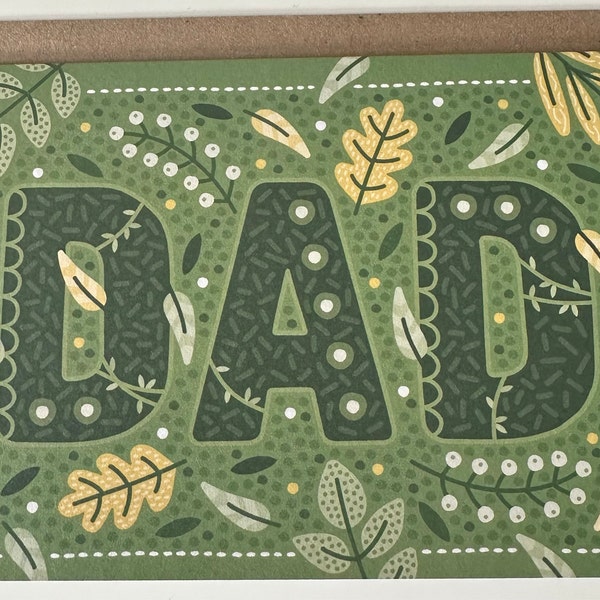 Botanical Leaves Dad Card / Father's Day Card for Nature Lover / Green ...