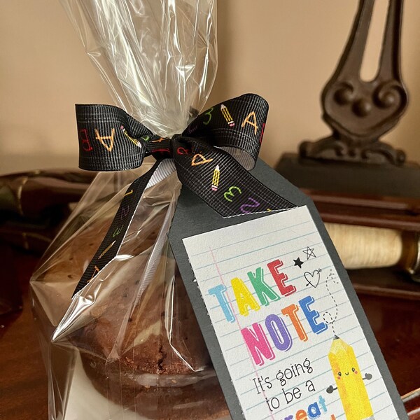 Take Note Back to School Gift Tag Template, Printable First Day of ...