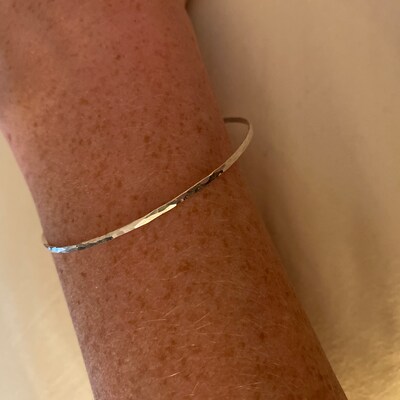 Thin Silver Bangle, Hammered Bangle, Thin Bangle, Stacking Bangles, Sterling Silver Bangle ...