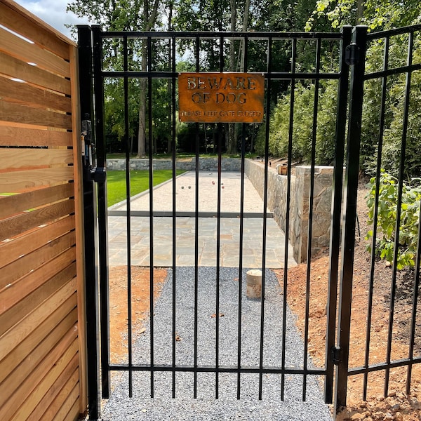 Beware of Dog Gate Closed Sign Metal Yard Security Dad Gift Christmas ...