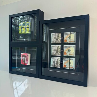 3D Money Sculpture: Authentic Gold Frame 21 X 16 Cash Display Realistic ...