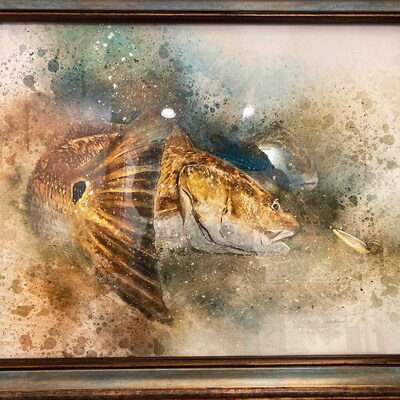 Red Drum Art Print, South Carolina Map Red Drum Gift for Red Drum ...