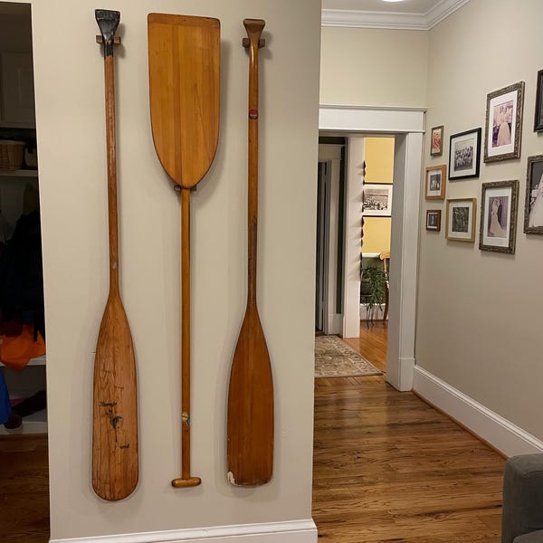 Leather Paddle Hangers: Rustic Nautical Wall Decor (set of Two) - Etsy