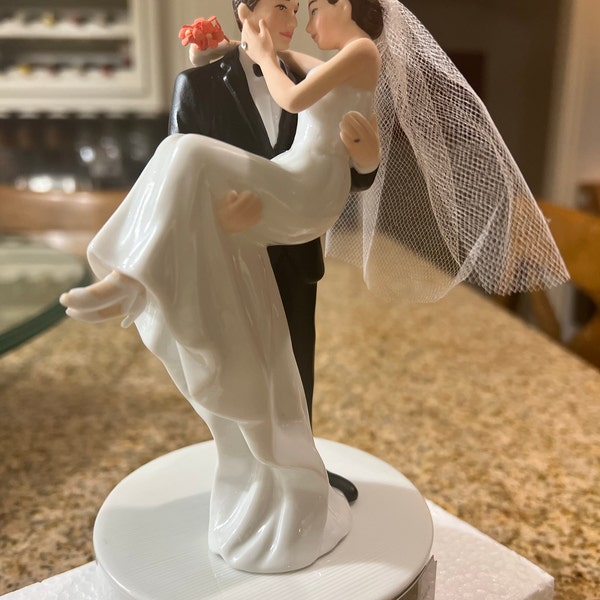 Groom Holding Bride Traditional Wedding Cake Topper Figurine - Custom ...