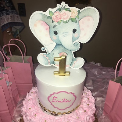 Peanut Elephant Centrepiece With Floral Crown for Baby Girl Shower in ...