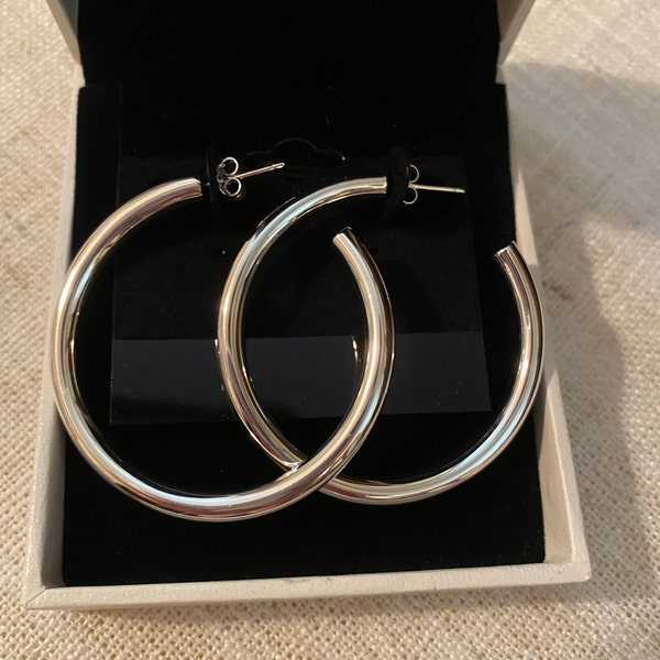 14k Gold Big Round Hoops - Thick Bold Large Hoop Earring - Etsy
