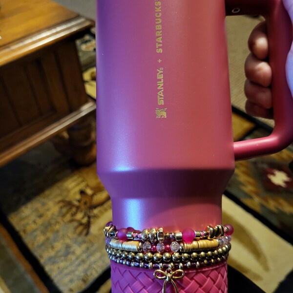 Almond Rose Bracelet Stack for Stanley Tumbler - Neutral Colors - Etsy