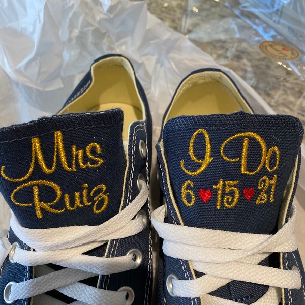 Embroidered Wedding Converse: I DO Bride Sneakers, Monogrammed Groom ...