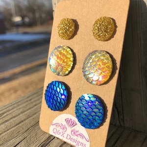 100 Pcs Assortment of Mermaid Fish Scales Resin Carved Embellishment ...