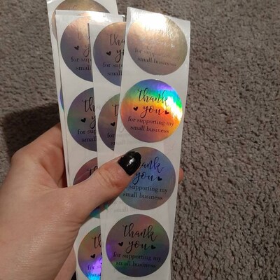 1.5 Inch Large Thank You Stickers Holographic Foil Business Stickers ...