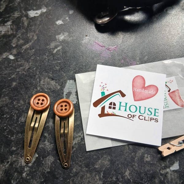 Grandad's Missing Button Hair Clips X2 / Button Hair Clips / Vintage ...