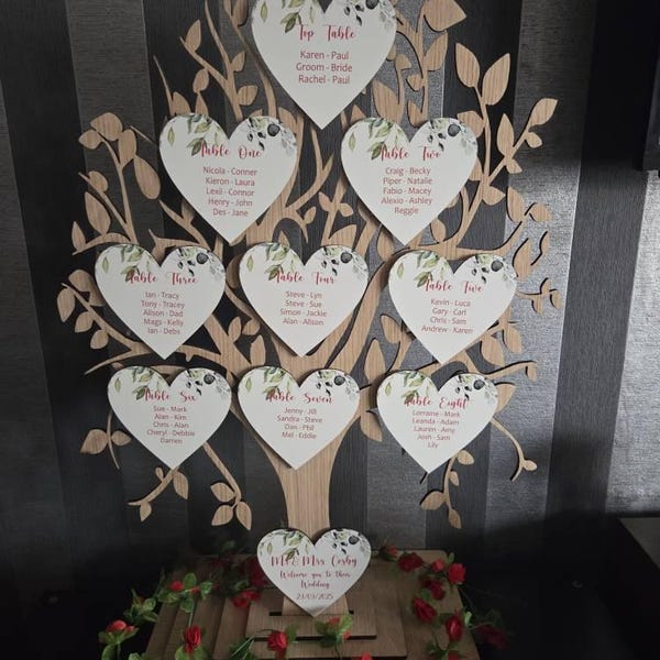 Wedding Table Plan, Seating Chart, Extra Large Tree Table Plan, Rustic ...